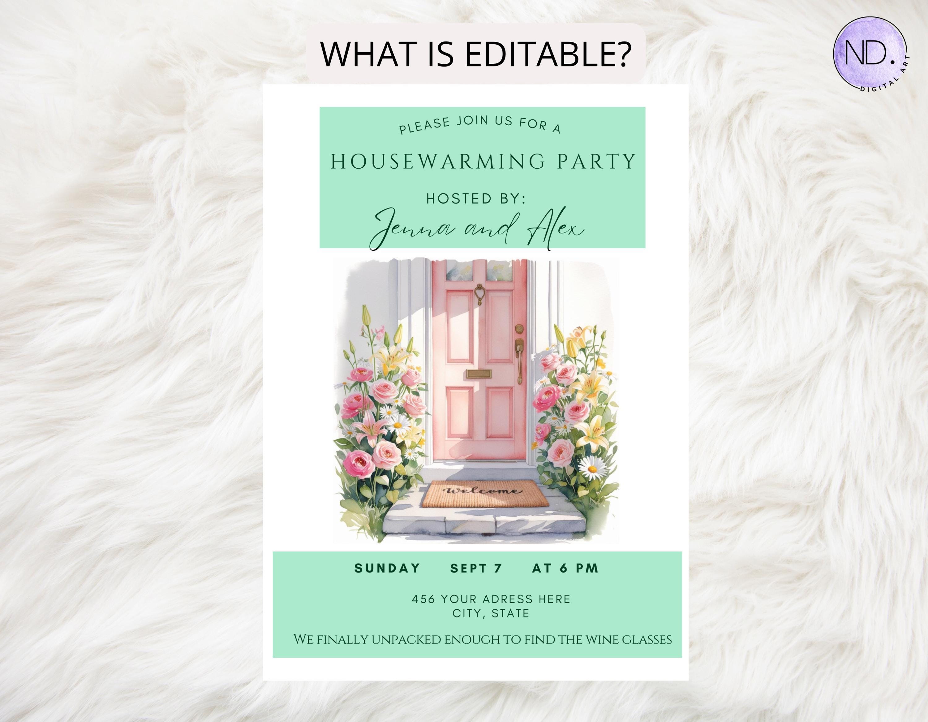 Editable Watercolor House Warming Invitation, Cozy New Home Invite ...
