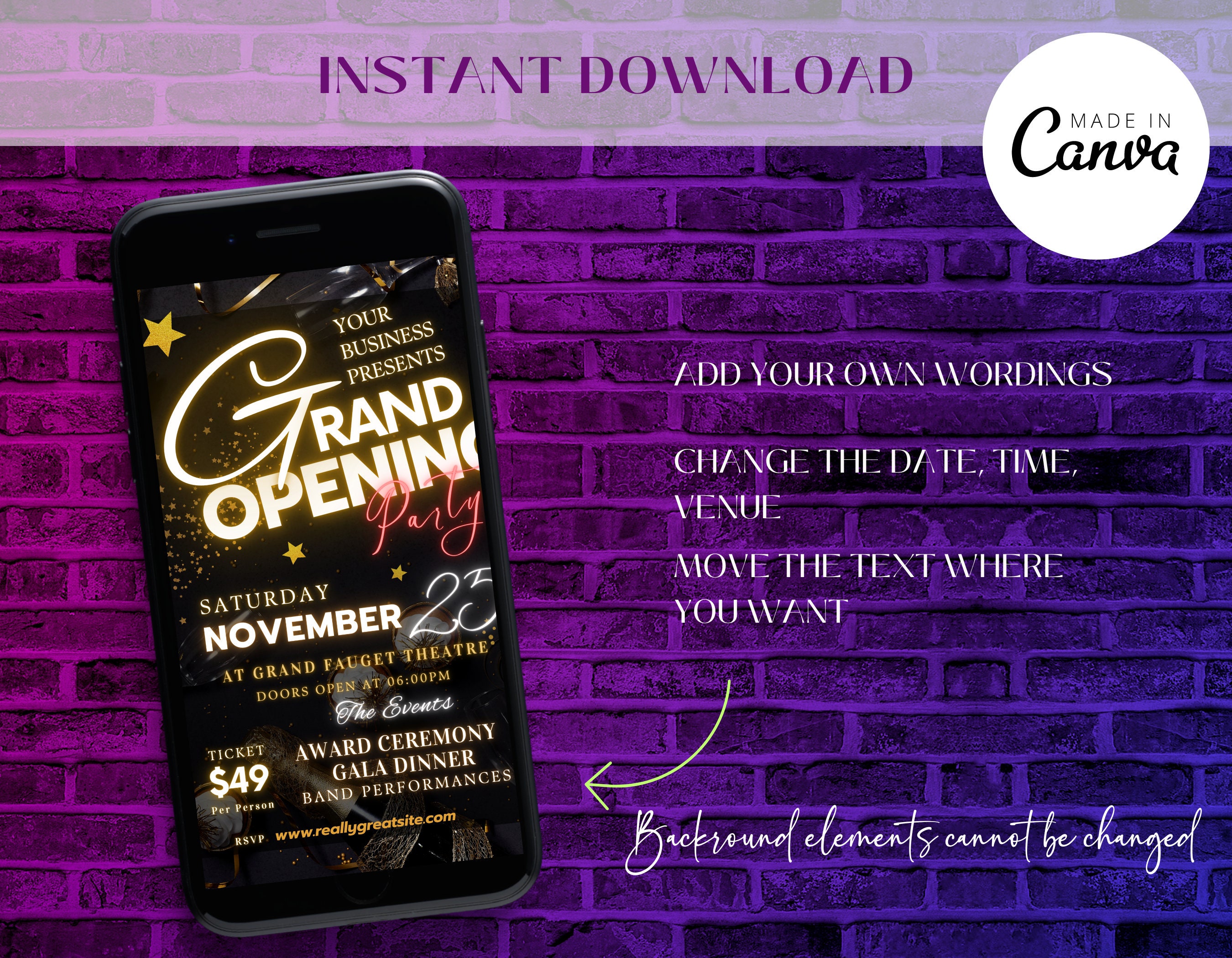 Editable Grand Opening Invitation, Business Invitation, Grand Opening ...