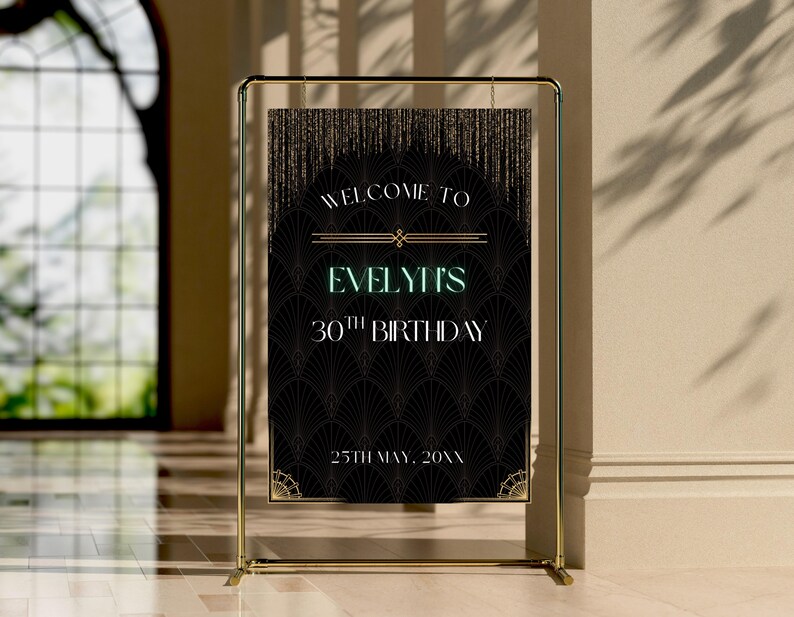 Editable Harlem Nights Welcome Sign, Gatsby Party Banner (canva ...