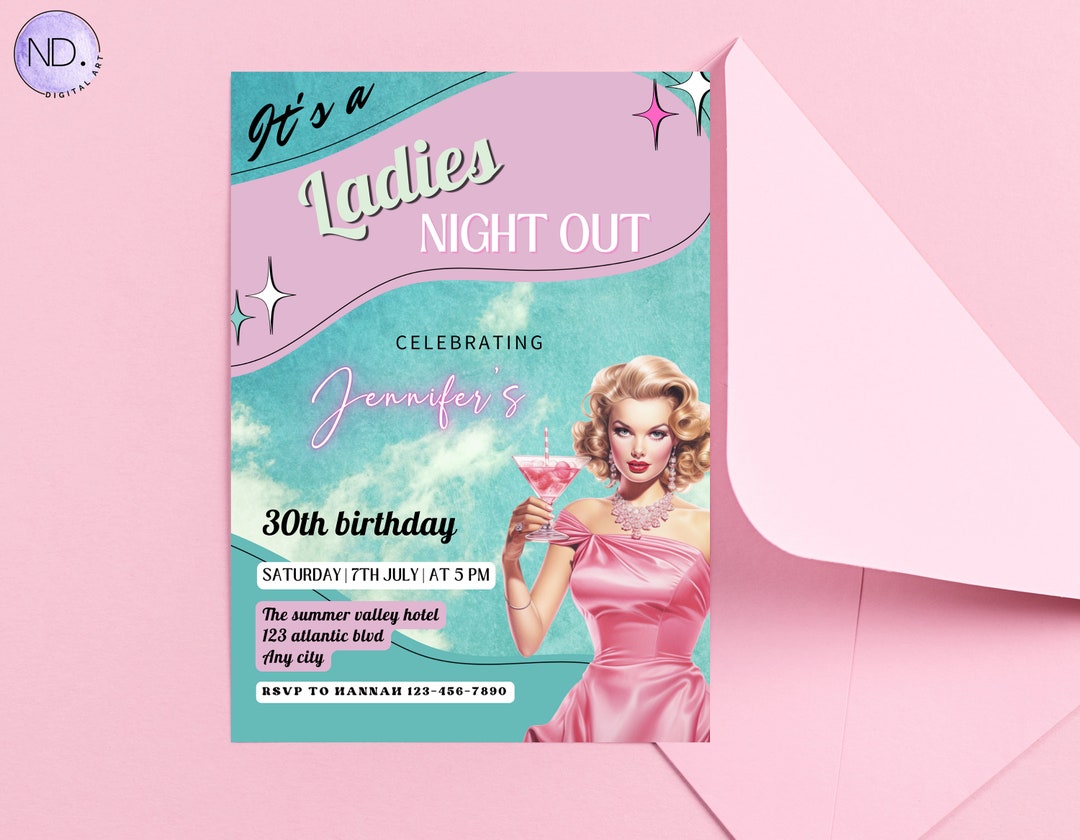 Ladies Night Out Invitation, Girls Night Out Pin up Style Birthday ...