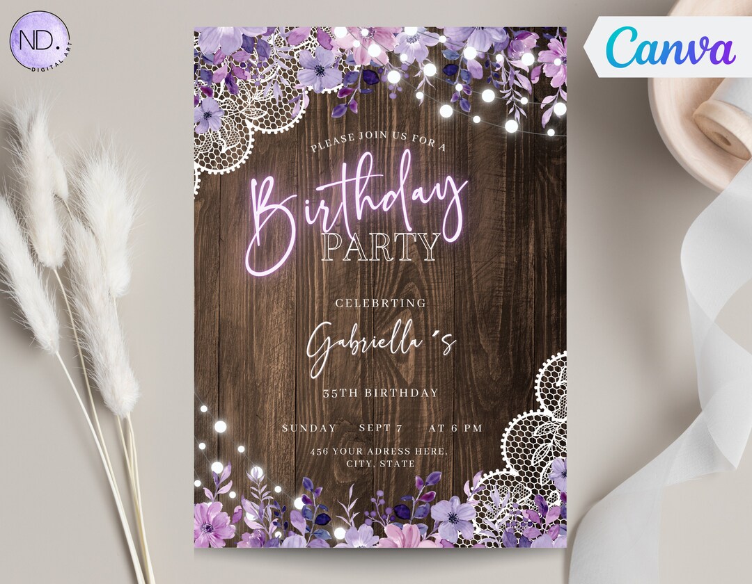 Rustic Birthday Party Invitation, Editable Surprise Birthday Invitation ...