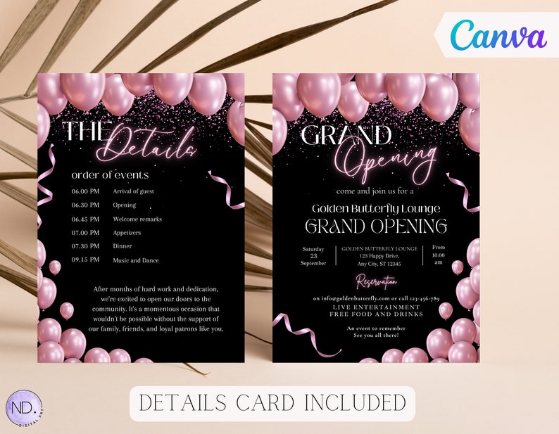 Pink Grand Opening Invitation, Business Launch Invite (canva Template ...