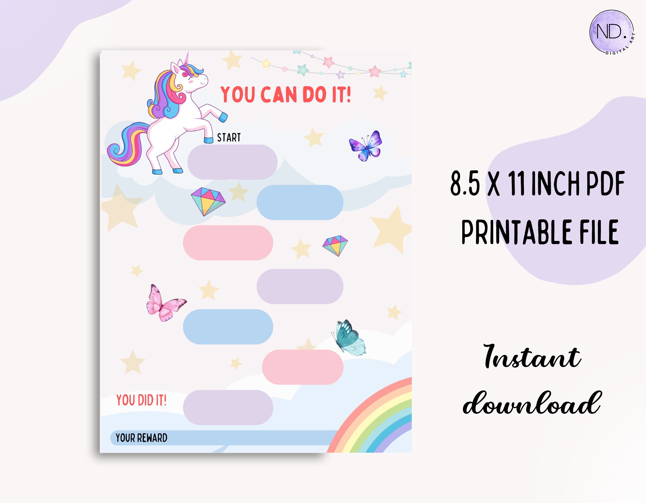 Unicorn Reward Chart Printable Unicorn Behavior Chart Daily - Etsy