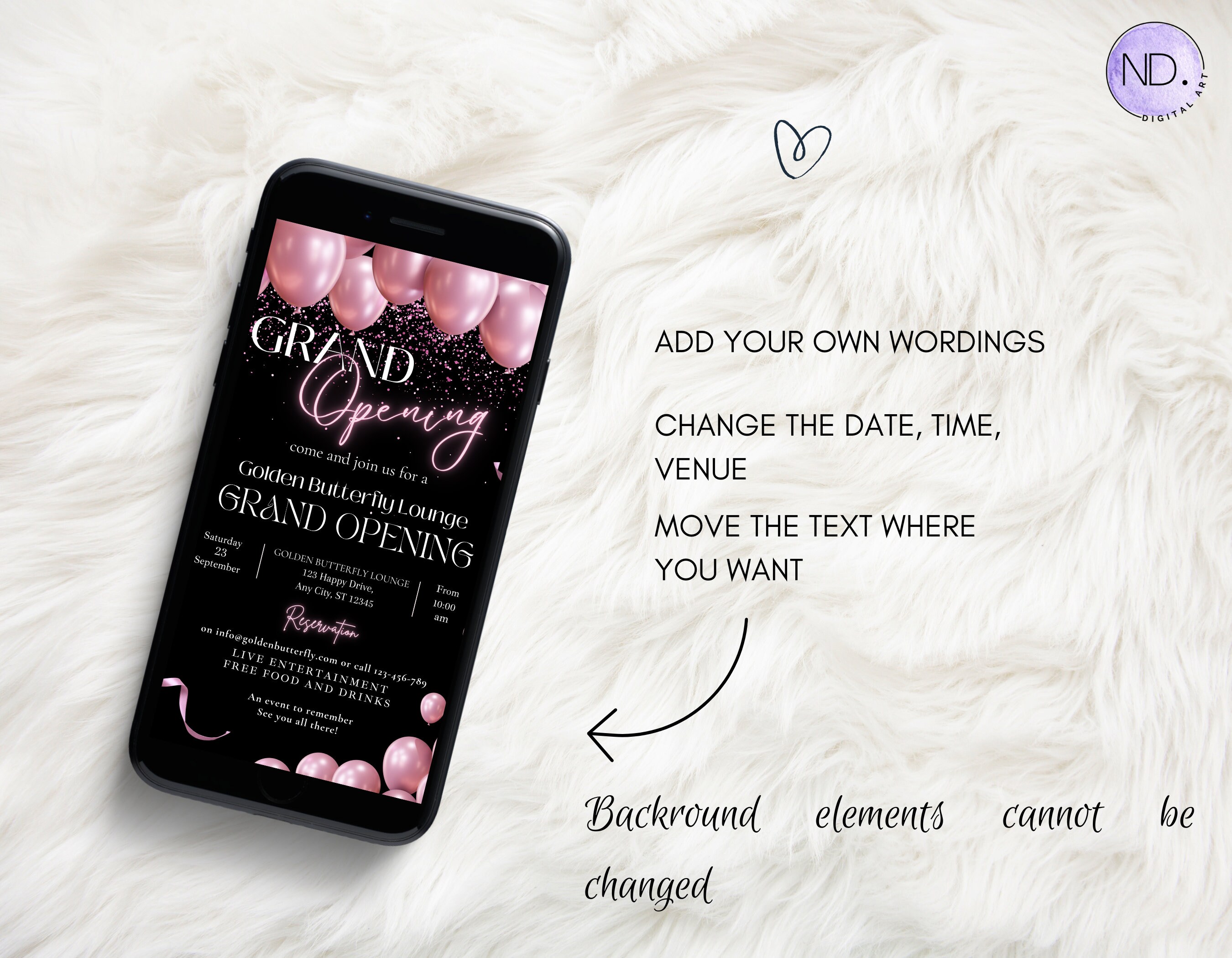 Pink Balloons Grand Opening Invitation, Business Launch Invite (canva ...
