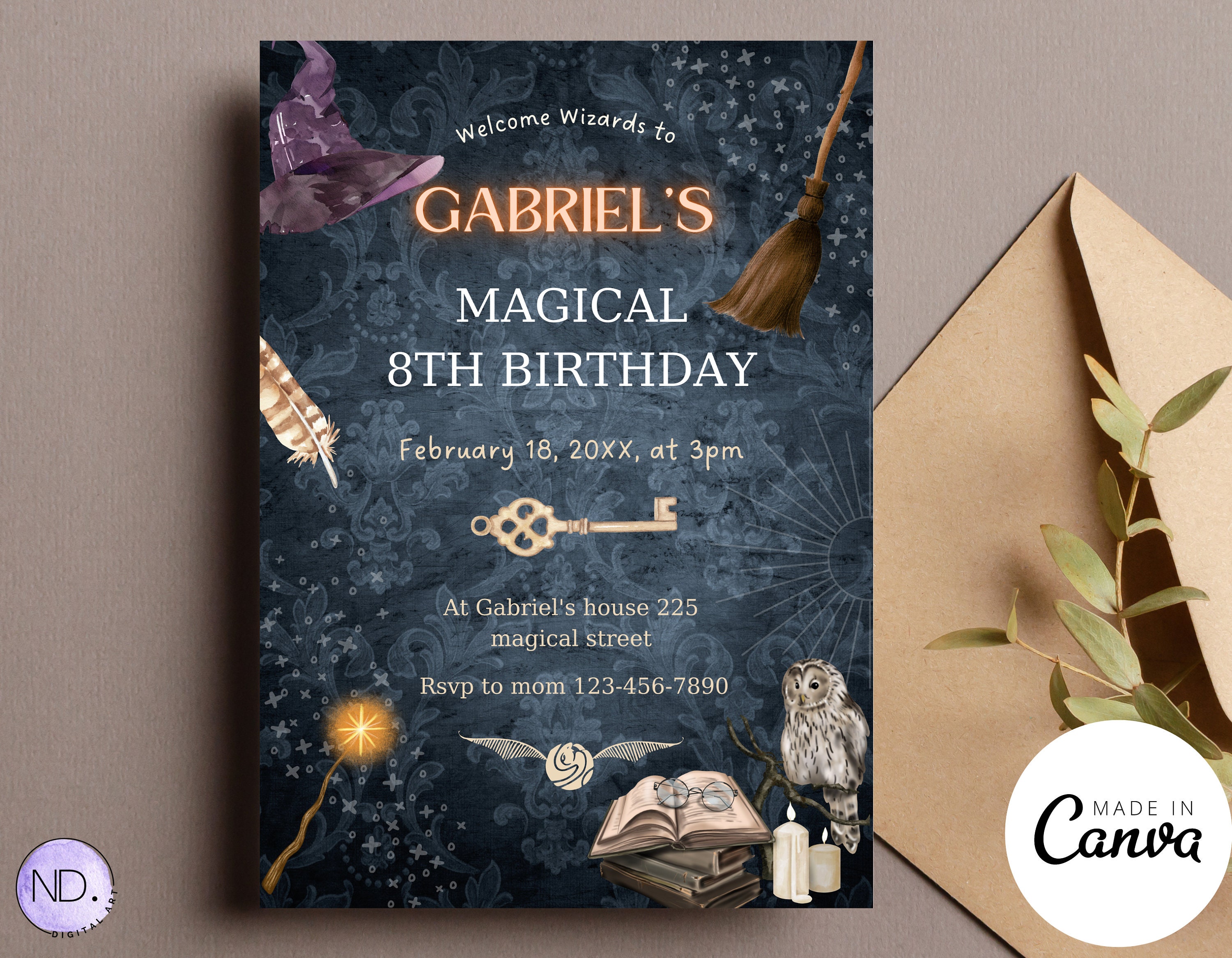 Wizard Birthday Invitation, Wizard Party Invite, Magical Birthday Boy ...