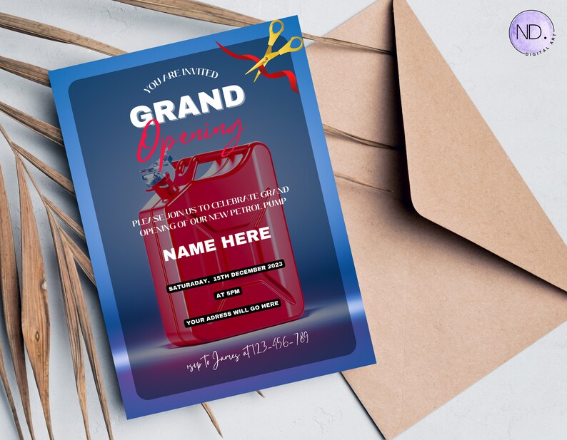 Digital Petrol Pump Opening Invitation, Editable Petrol Grand Opening ...