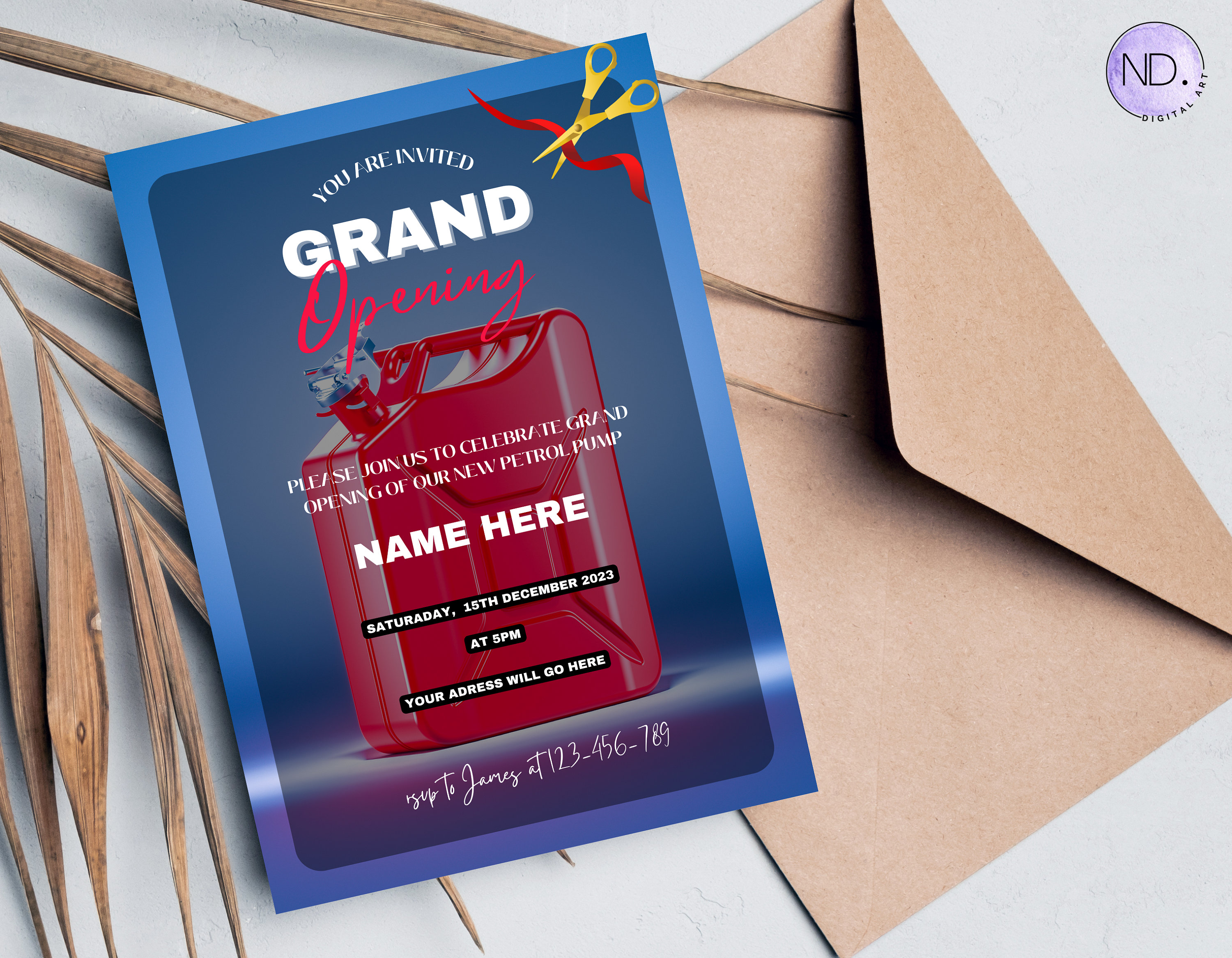 Digital Petrol Pump Opening Invitation, Editable Petrol Grand Opening ...