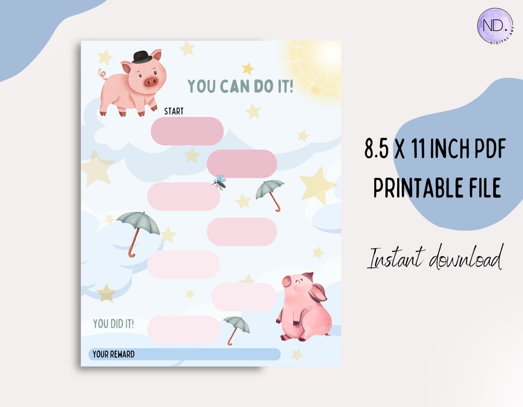 Pig Reward Chart Printable Pig Behavior Chart Daily Chore - Etsy Australia