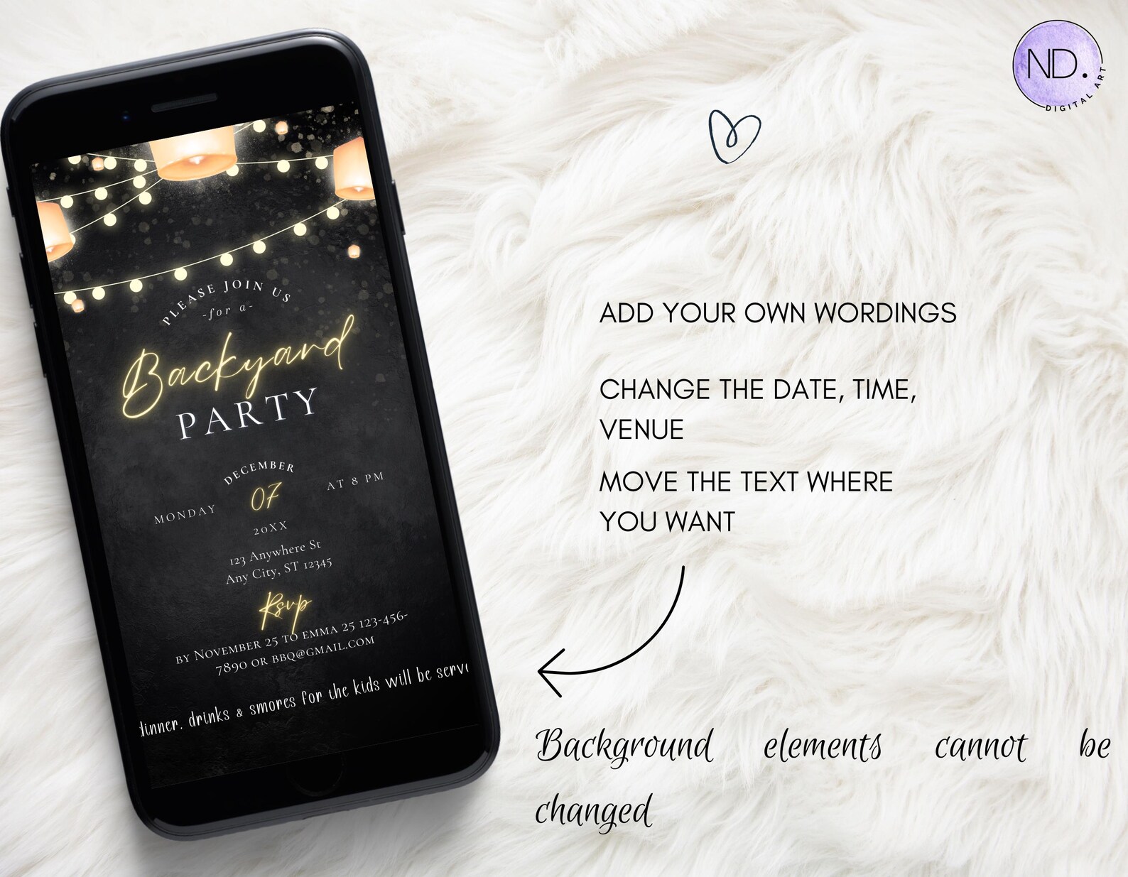 Editable Backyard Party Invitation, BBQ Party Invite, Outdoor Party ...