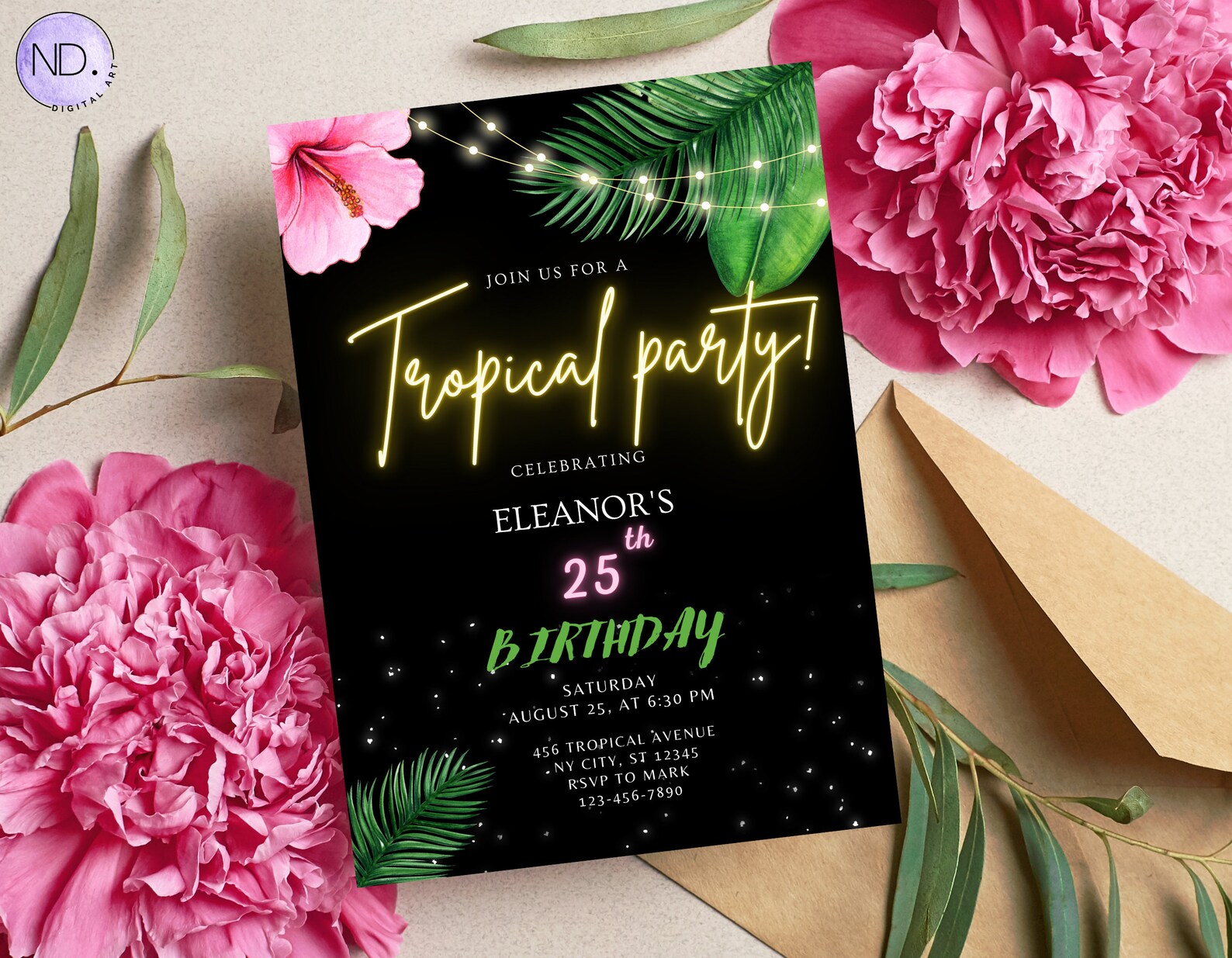 Editable Tropical Birthday Invitation, Havana Theme (canva Template) - Etsy