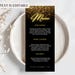 Editable Gold Menu Card Template, Gold Glitter Menu Cards, Party Dinner ...