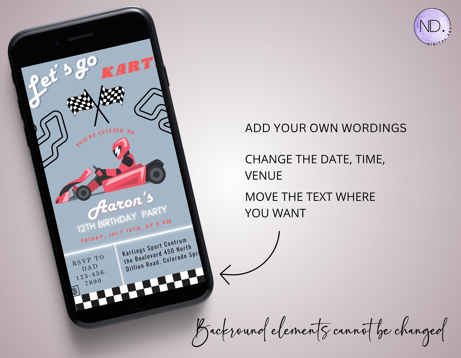 Let's Go Kart Birthday Invitation, Editable Racing Digital Invite, Race ...