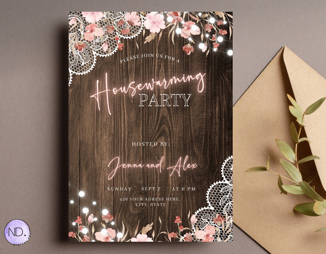 Editable Rustic Housewarming Party Invitation New House - Etsy