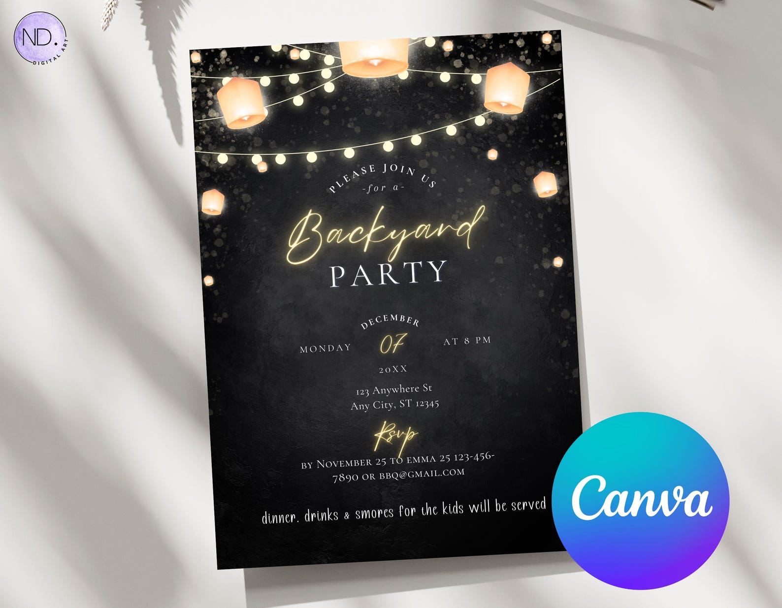 Editable Backyard Party Invitation, BBQ Party Invite, Outdoor Party ...