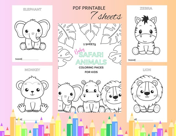 Cute Baby Jungle Animal Coloring Pages