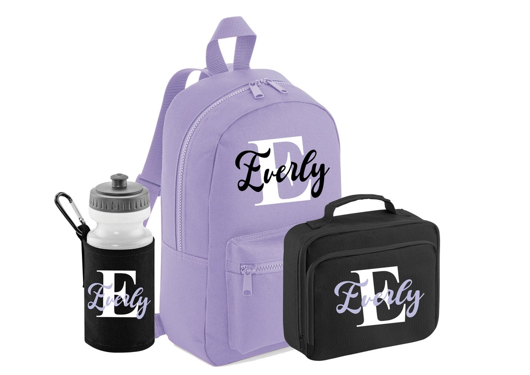 PERSONALISED: Your Name, Initial Mini Backpack Back Pack, Lunch Bag Box ...