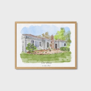 Hand Drawn Watercolor House Portrait From Photo, Drawing Freehand First ...