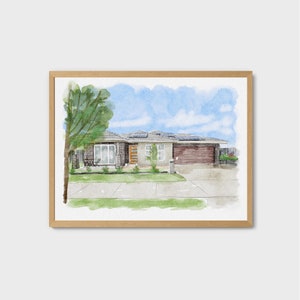 Hand Drawn Watercolor House Portrait From Photo, Drawing Freehand First ...