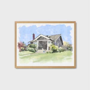 Hand Drawn Watercolor House Portrait From Photo, Drawing Freehand First ...