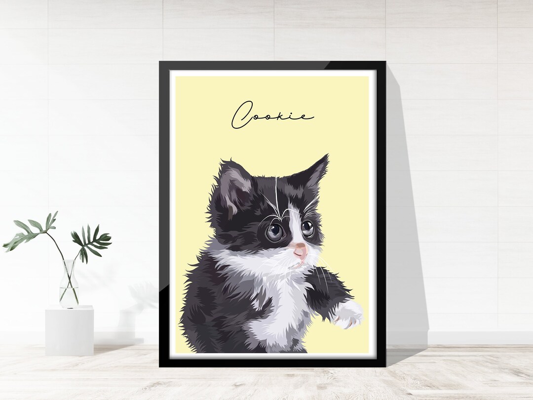 Custom Cat Drawing, Custom Pet Portrait From Photo, Personalised ...