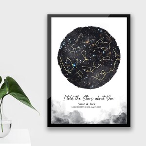 Personalized Constellation Map, Custom Night Sky Print, Celestial Map ...