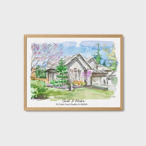 Hand Drawn Watercolor House Portrait From Photo, Drawing Freehand First ...