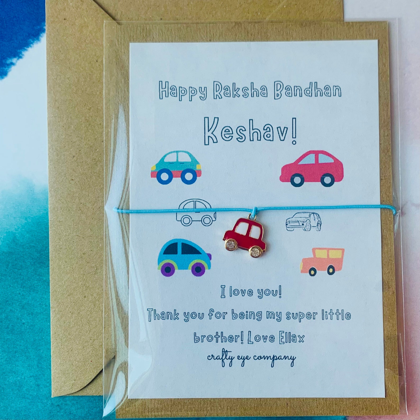 Personalised Raksha Bandhan Rakhi With Card and Envelope for Brother ...