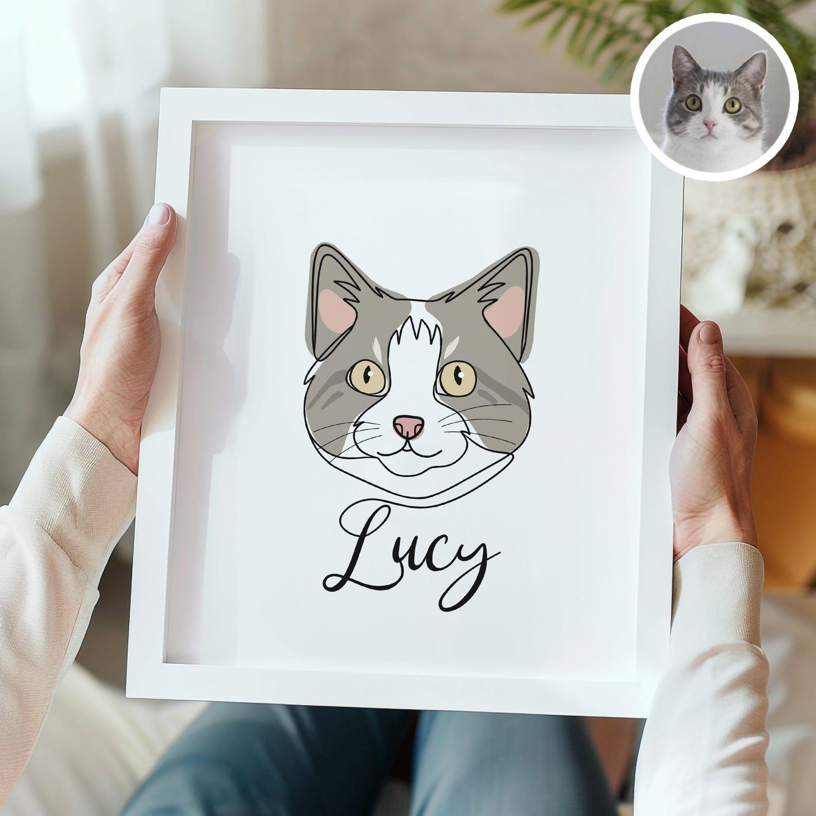 Continuous Cat Line Art Portrait - Etsy
