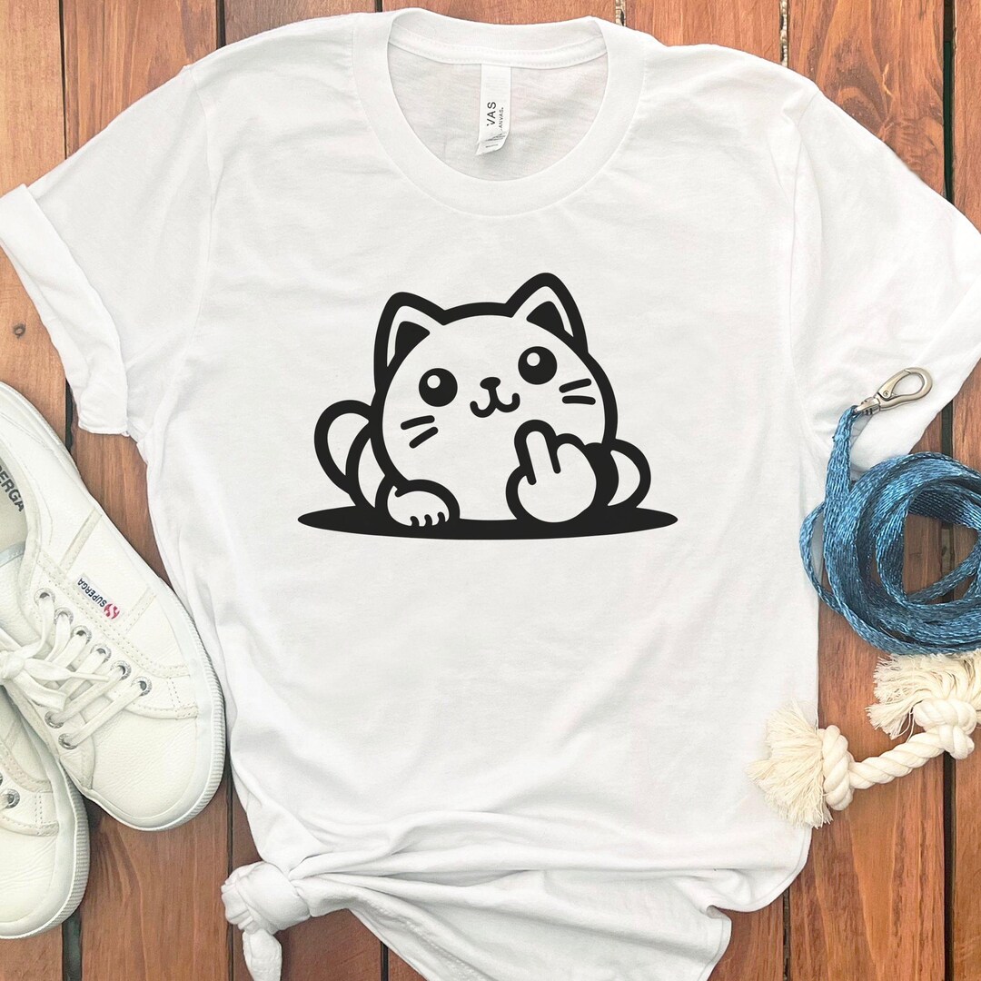 Cat Middle Finger T-shirt - Etsy