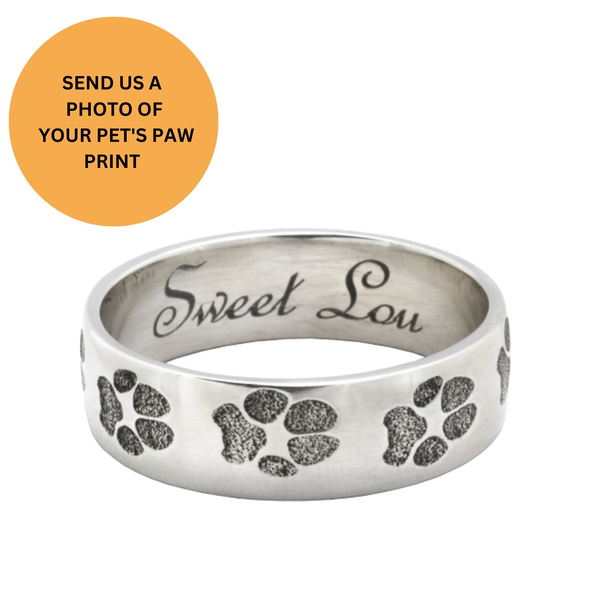 Personalized Jewelry Wrap-around Paw Print Band Ring, Paw Print Jewelry ...