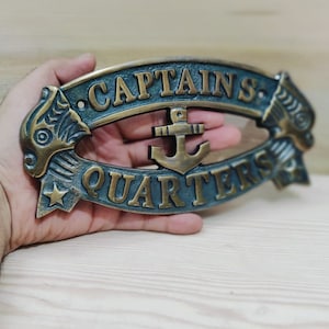 Antique Door Plate Solid Brass, Nautical Charm Captain's Quarters Sign ...