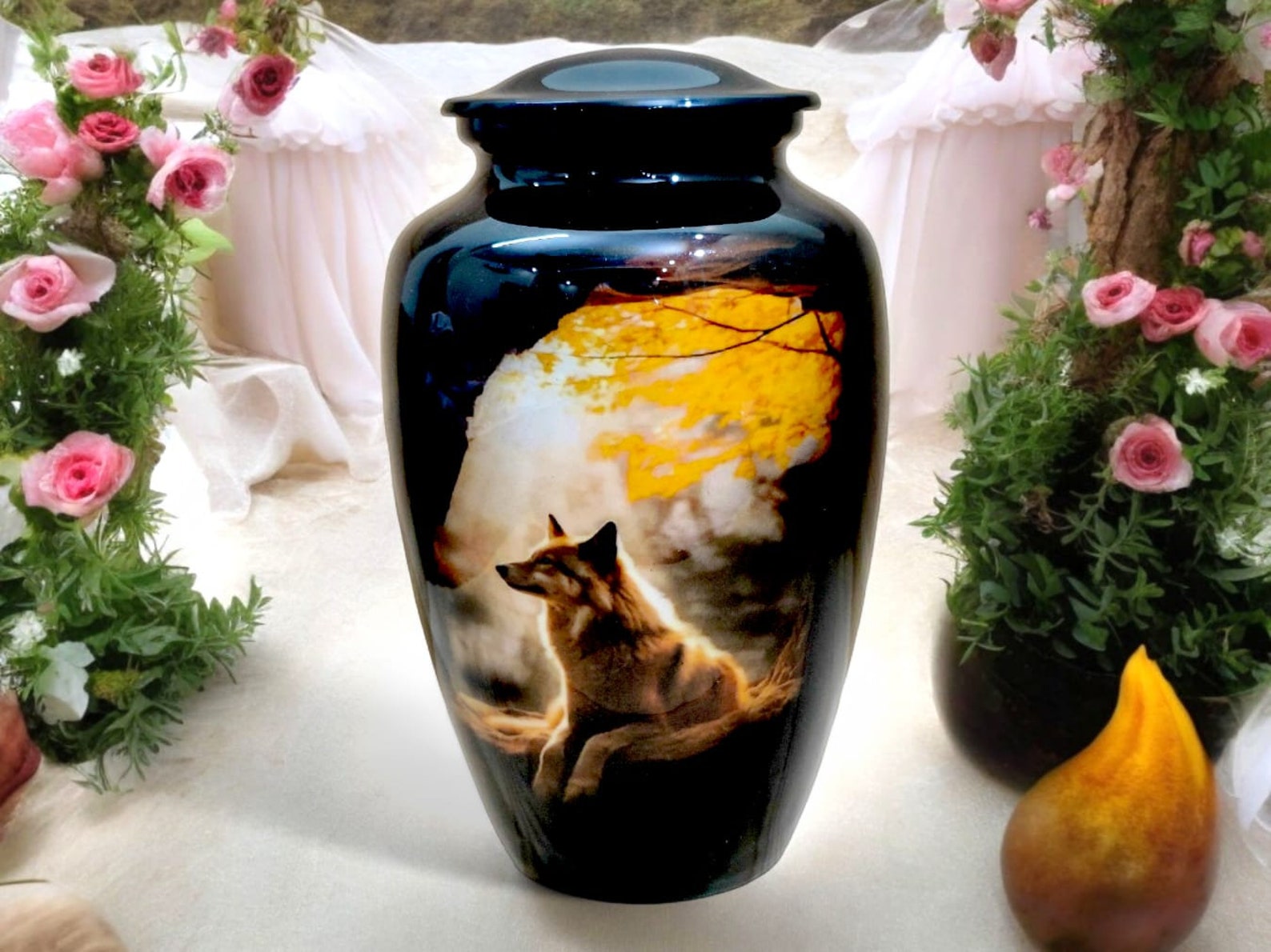 Wolf Urn, Wolf Cremation Urn, Funeral and Memorial Cremation Urn for ...