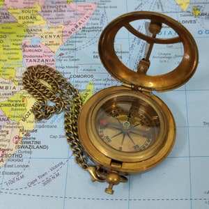 PERSONALIZED SUNDIAL COMPASS, Engraved Brass Compass, Custom Compass ...