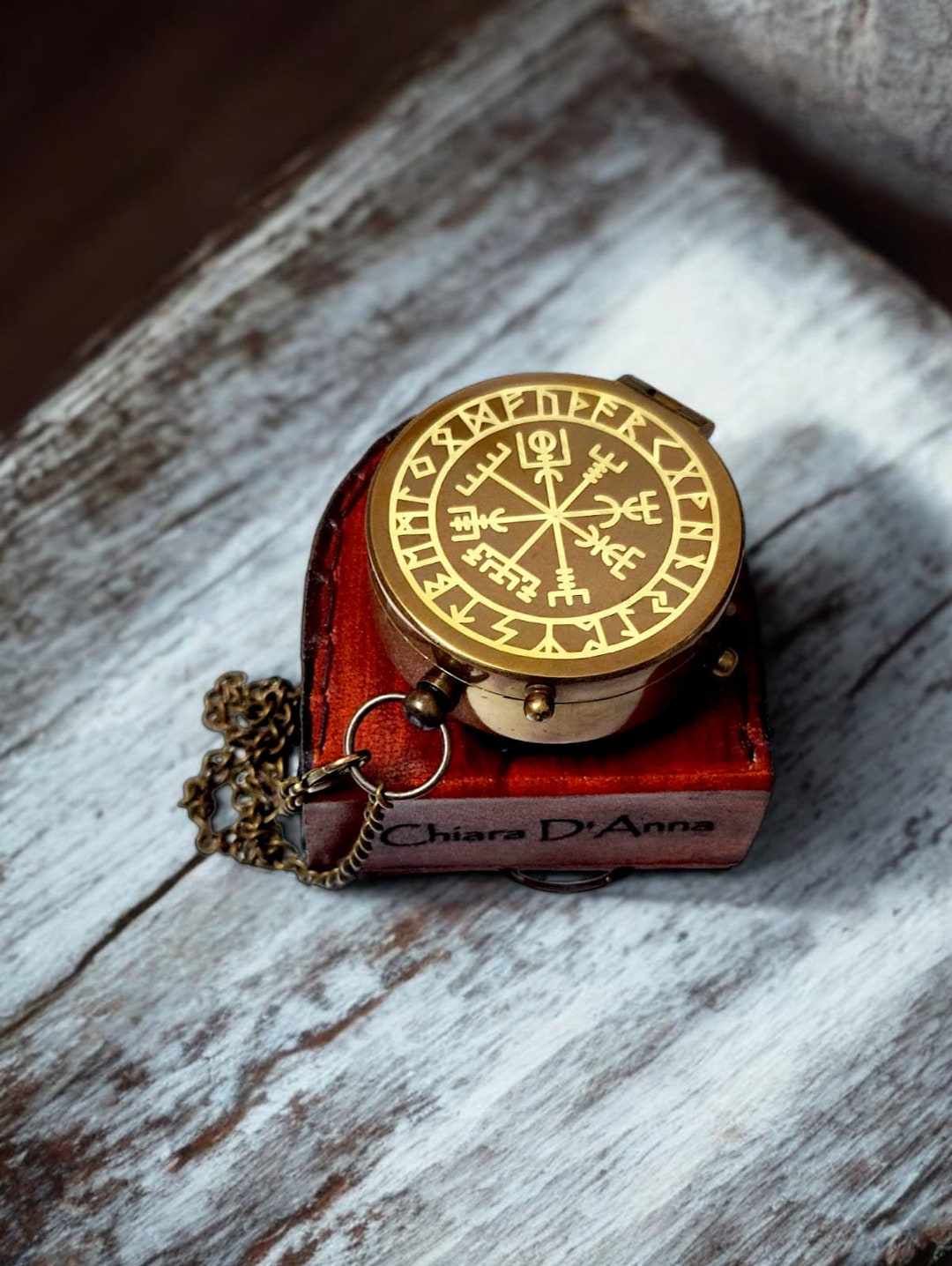 Personalized Brass Compass With Leather Case, Engraved Working Compass ...