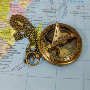 PERSONALIZED SUNDIAL COMPASS, Engraved Brass Compass, Custom Compass ...