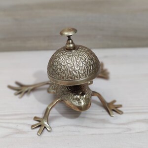 Vintage Brass Frog Desk Bell, Nautical Hotel Counter Reception Bell ...