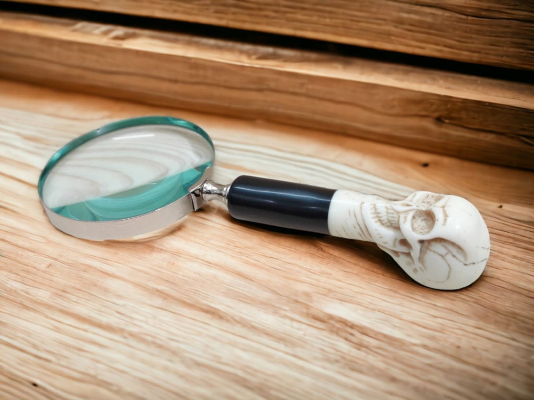 Antique Magnifying Glass With Brass Skull Design Handle – Ideal for ...