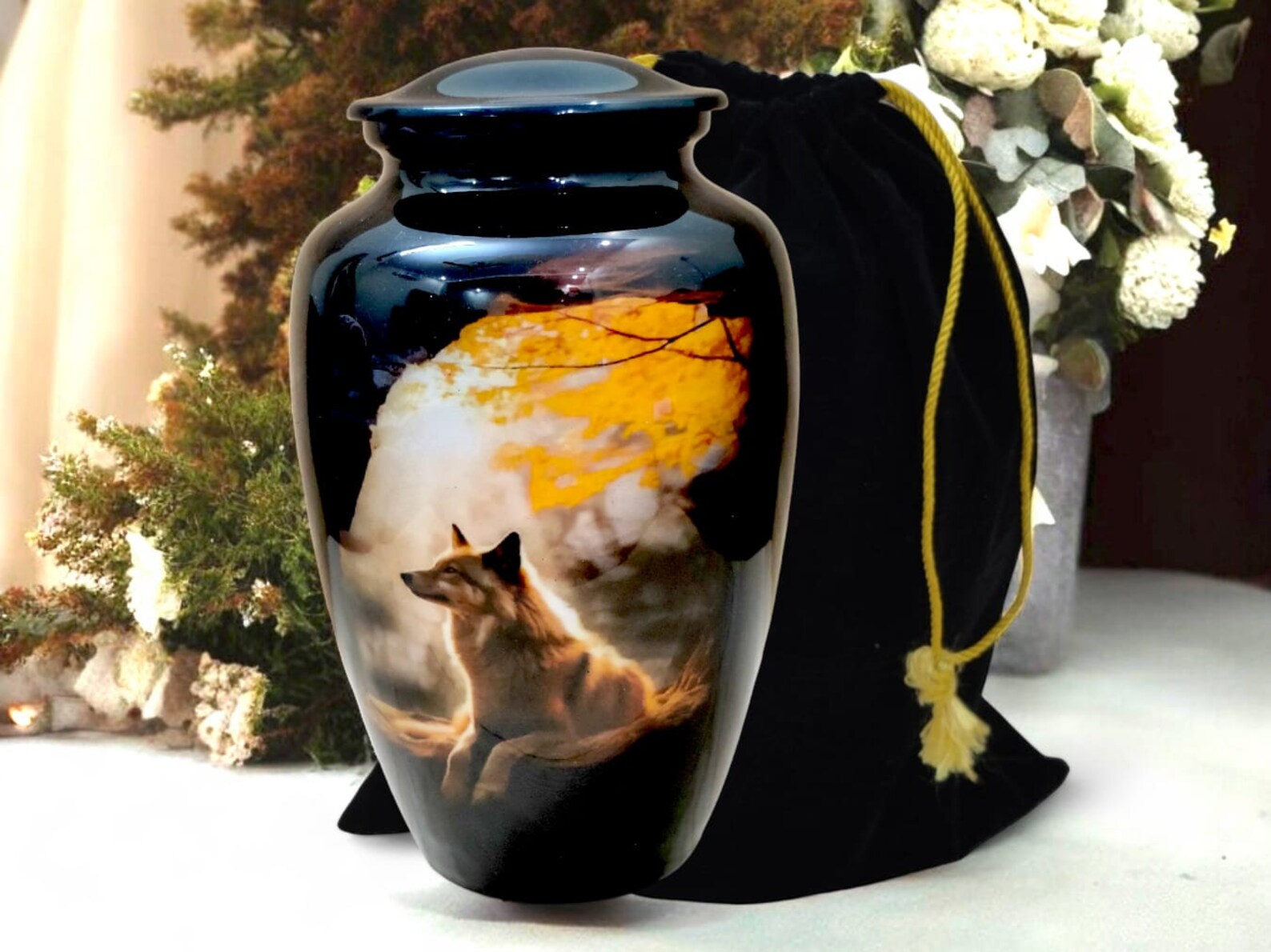 Wolf Urn, Wolf Cremation Urn, Funeral and Memorial Cremation Urn for ...