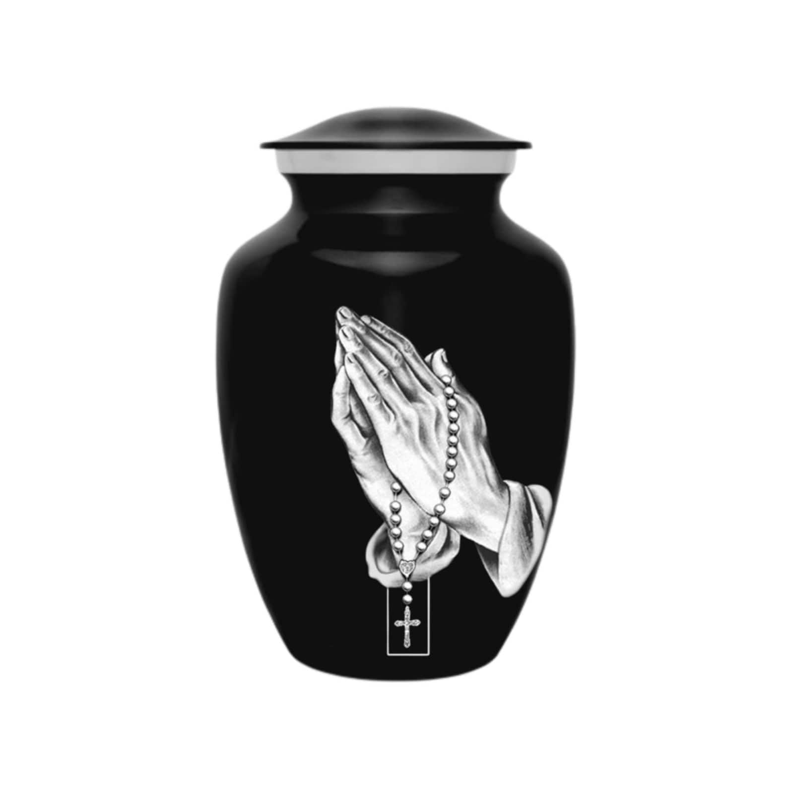 Black Cremation Urn for Ashes Adult Spiritual Urn, Handcrafted Large ...