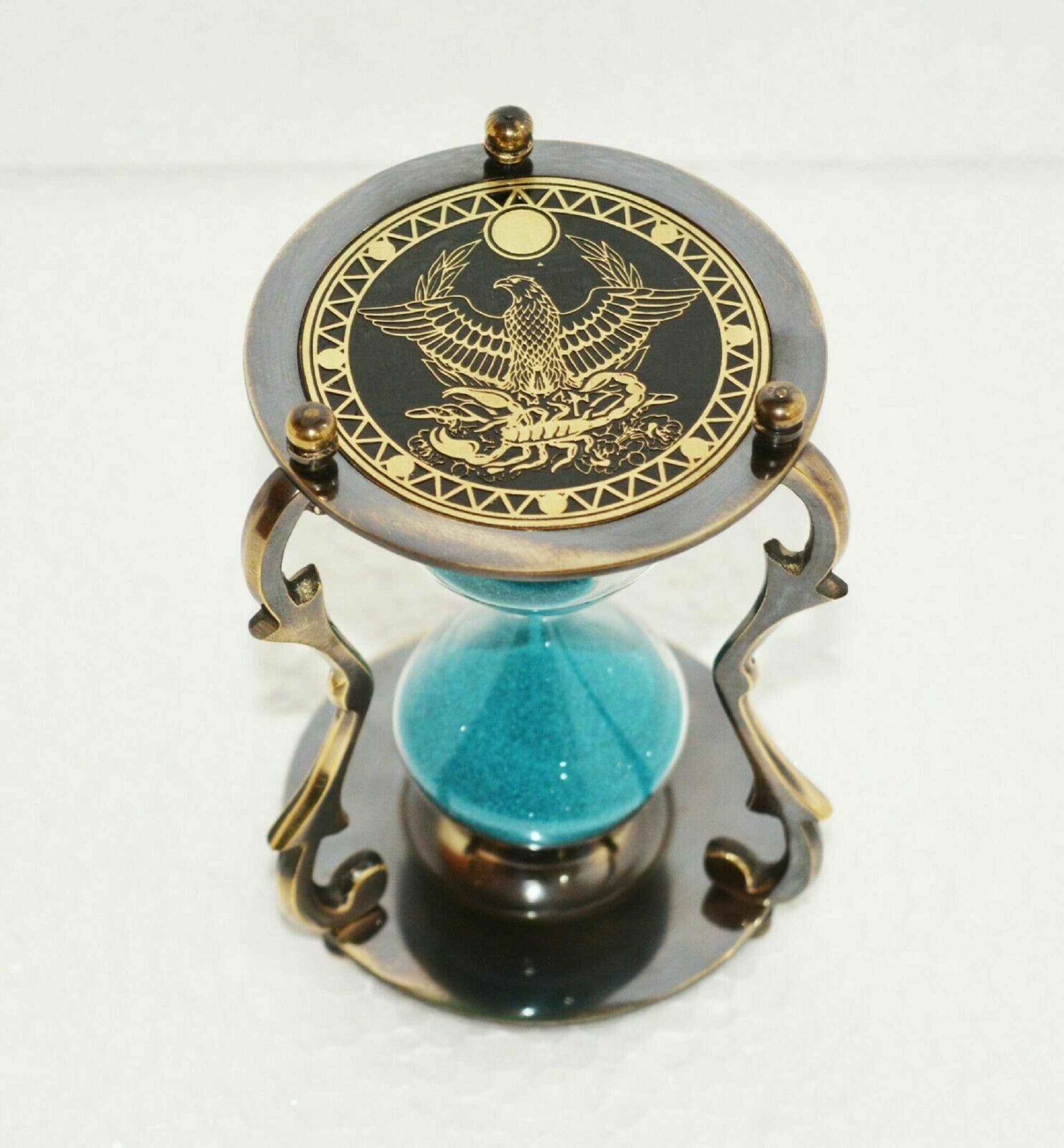 Golden Engraved Brass Sand Timer Hourglass Home and Office Decorative ...