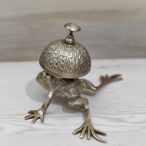 Vintage Brass Frog Desk Bell, Nautical Hotel Counter Reception Bell ...