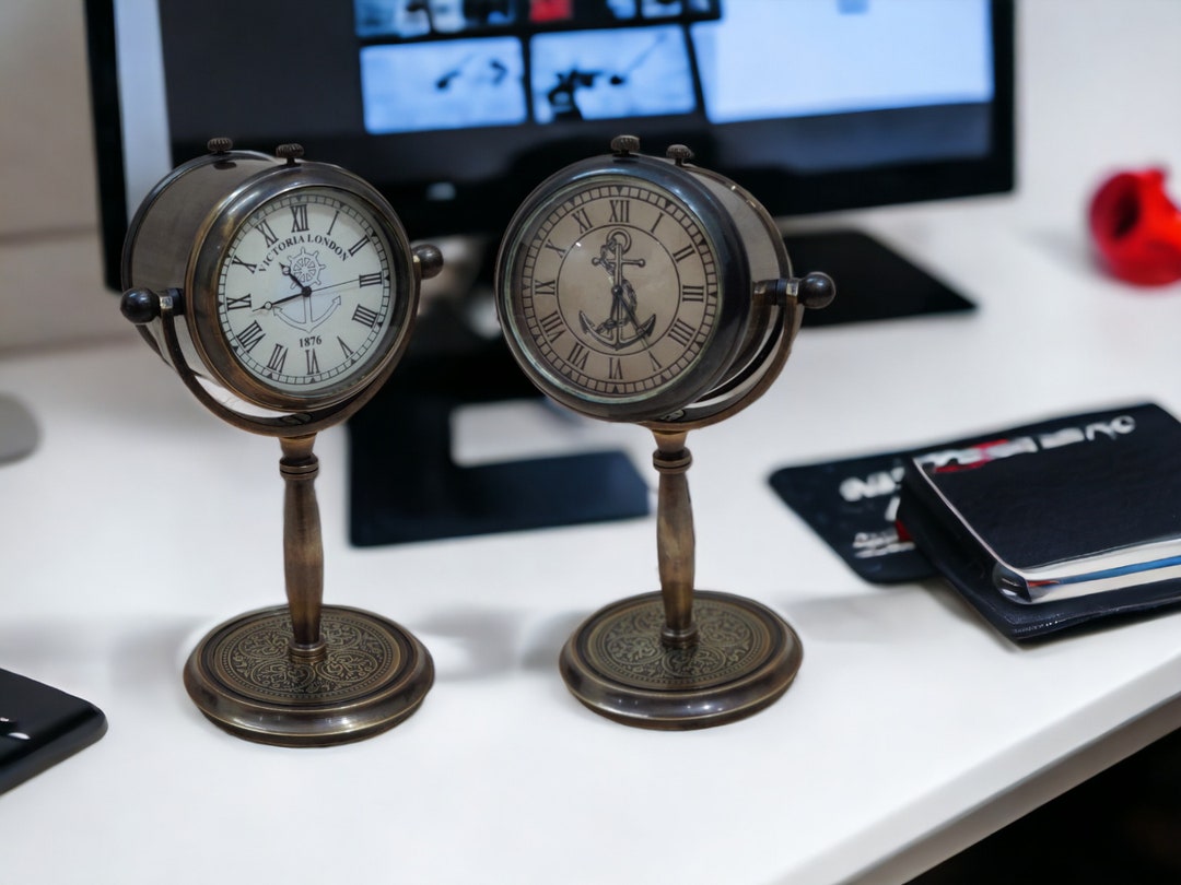Brass Table Clock/nautical Maritime Office Desk Clock, Reversible Table ...
