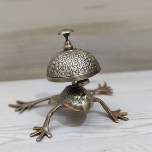 Vintage Brass Frog Desk Bell, Nautical Hotel Counter Reception Bell ...