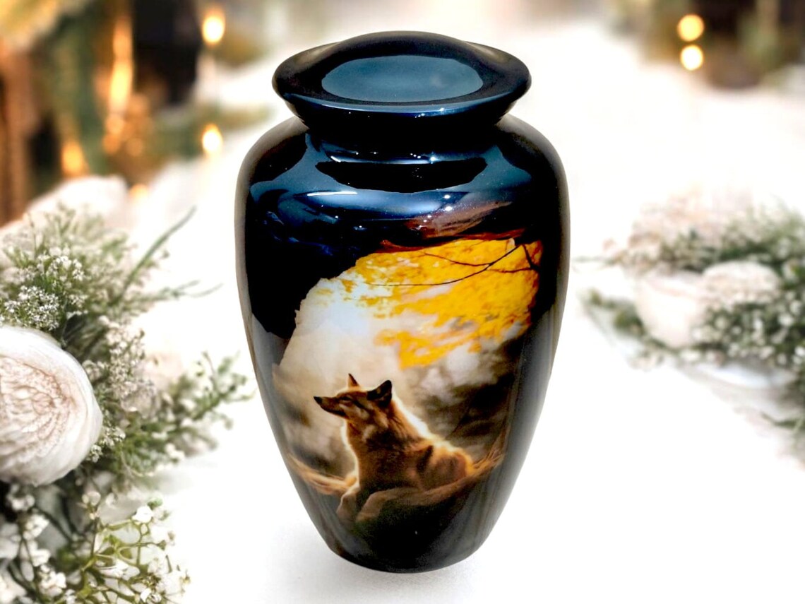 Wolf Urn, Wolf Cremation Urn, Funeral and Memorial Cremation Urn for ...