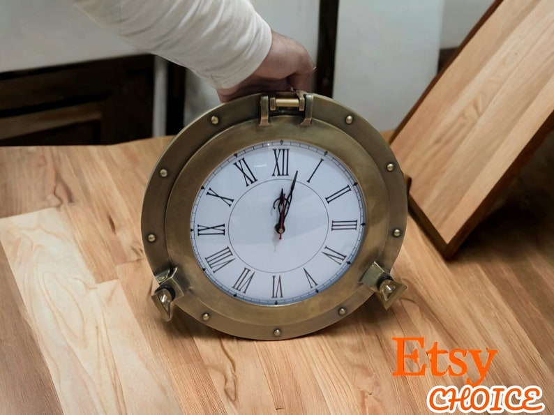 Antique Brass Nautical Maritime Ship's & Boat Clock Marine Time Beach ...