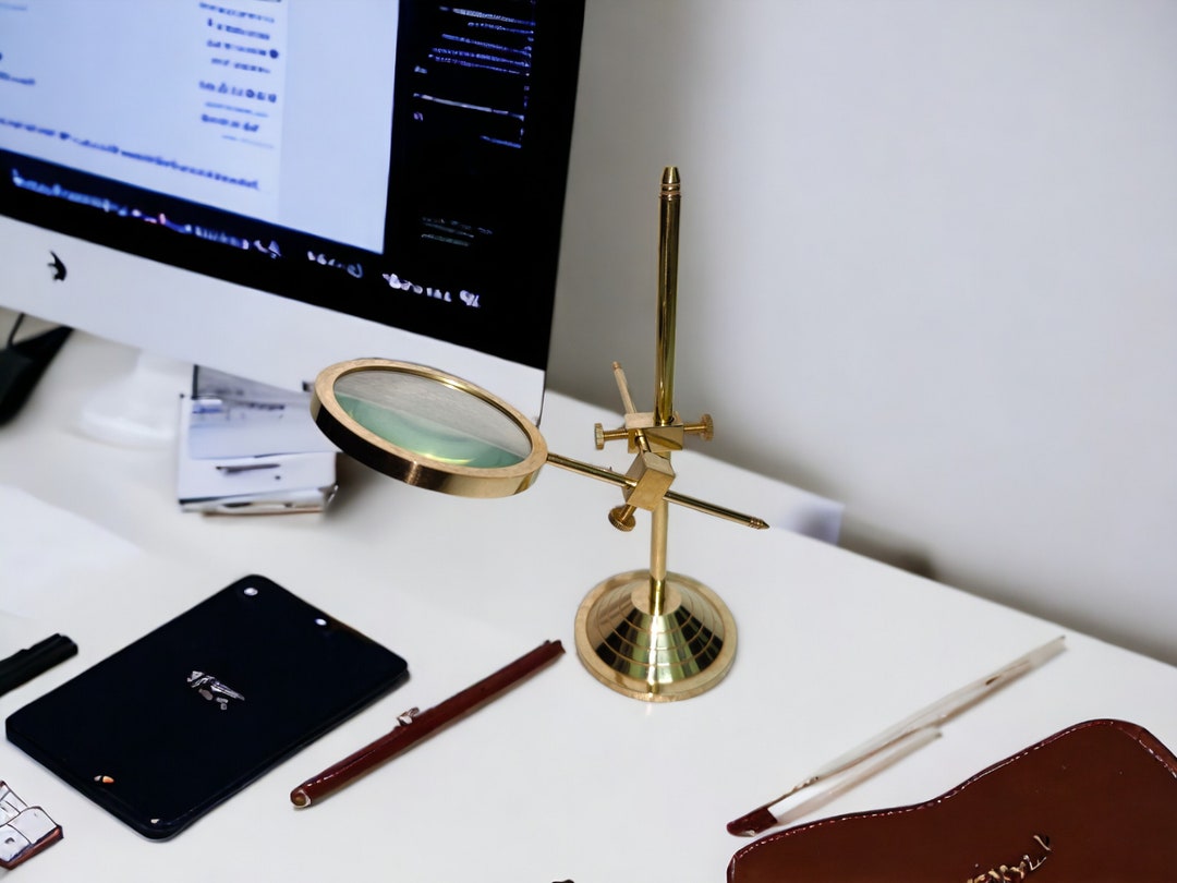 Brass Magnifier on Stand, Kelvin & Hughes London Marine Adjustable ...