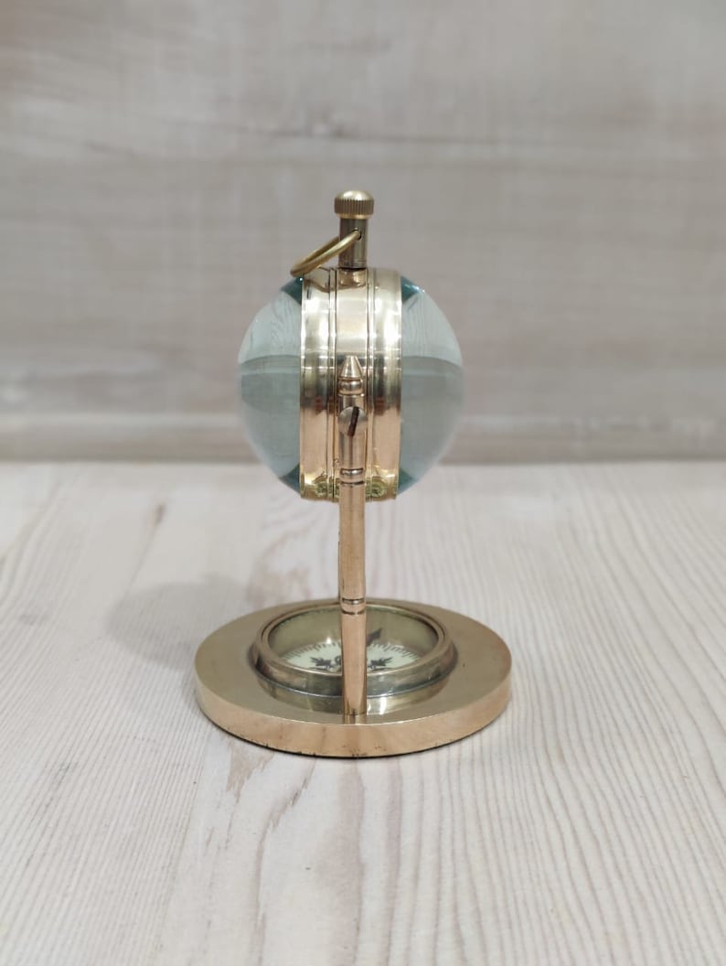 Antique Reversible Brass Table Clock With Compass Nautical Maritime ...