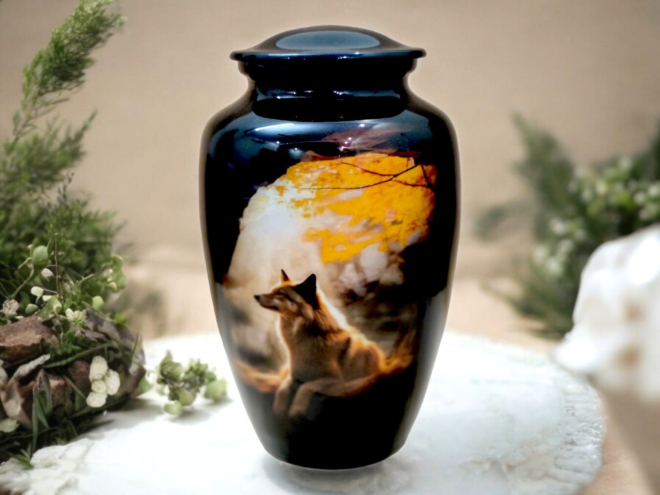 Wolf Urn, Wolf Cremation Urn, Funeral and Memorial Cremation Urn for ...