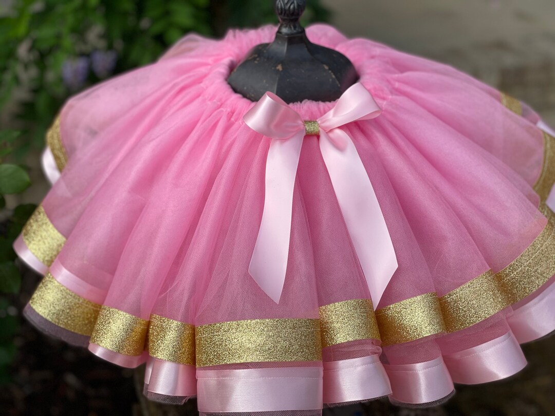 Pink Princess Ribbon Tutu Princess Party Pink & Gold Tutu - Etsy