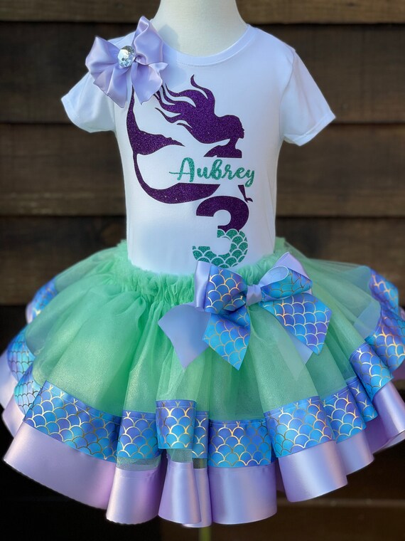 Mermaid Birthday Tutu Outfit-ribbon Tutu-little Mermaid Party - Etsy